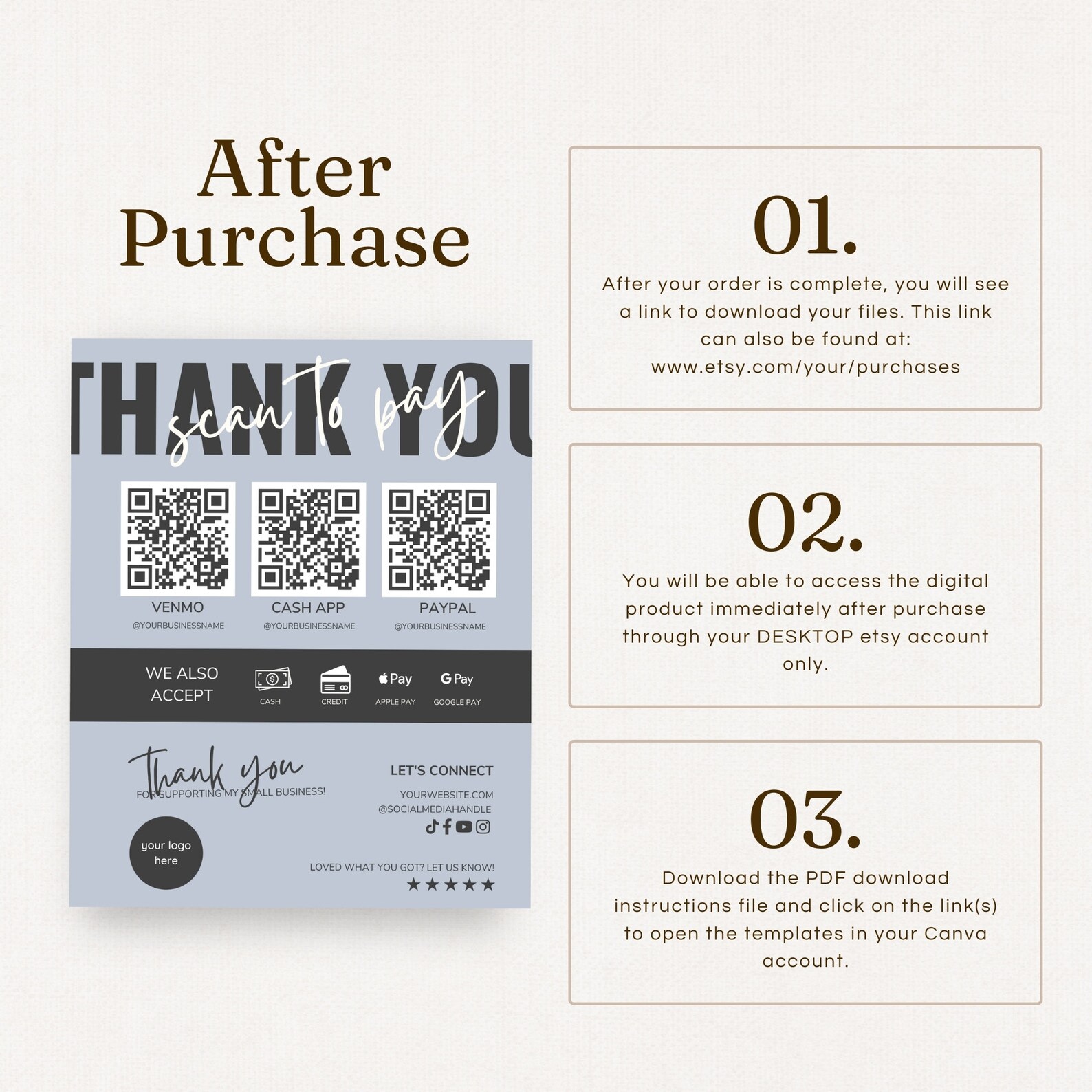 Scan to Pay Here Canva Template, Instant Download, Editable QR Code ...