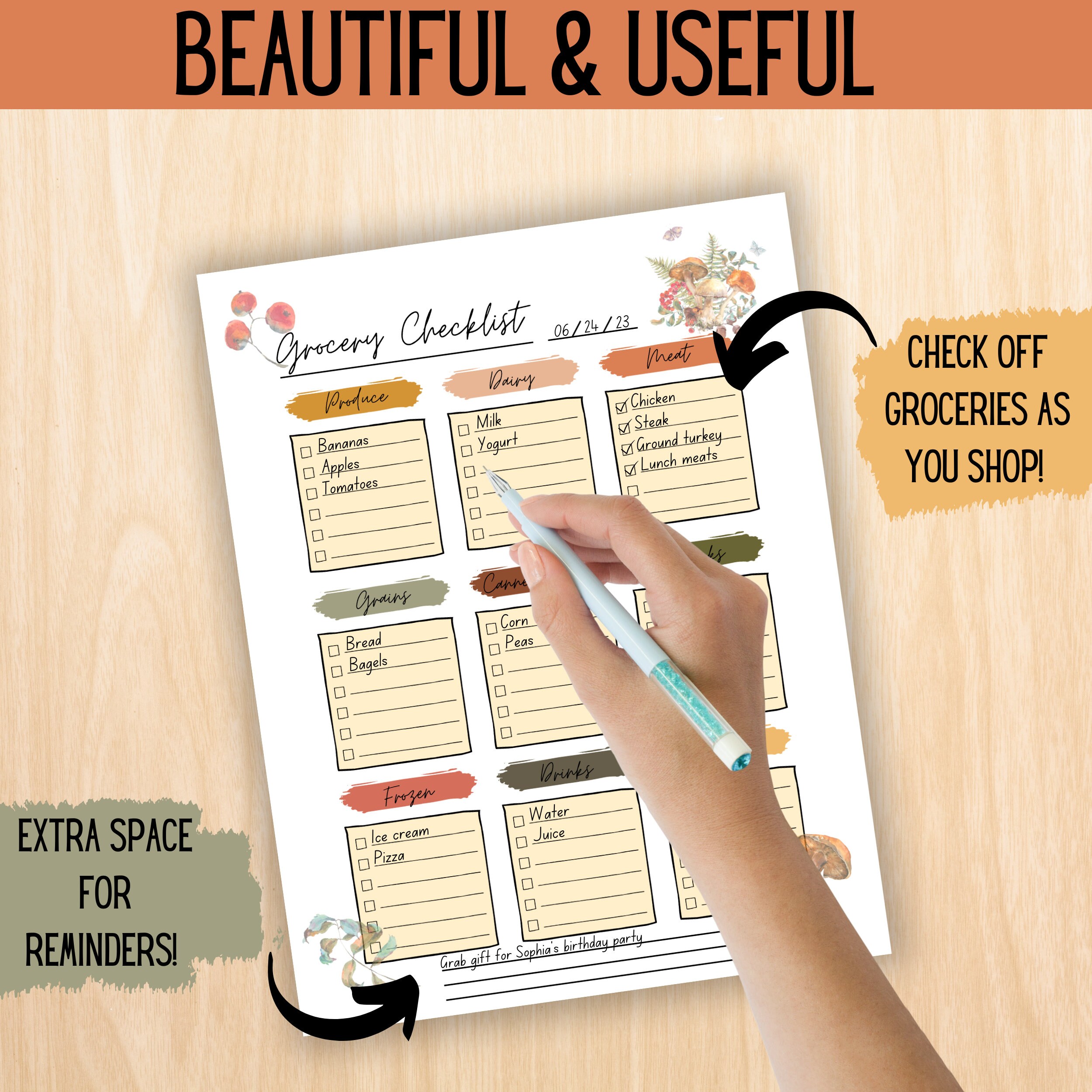 Grocery List Planner Printable Grocery Checklist Grocery - Etsy