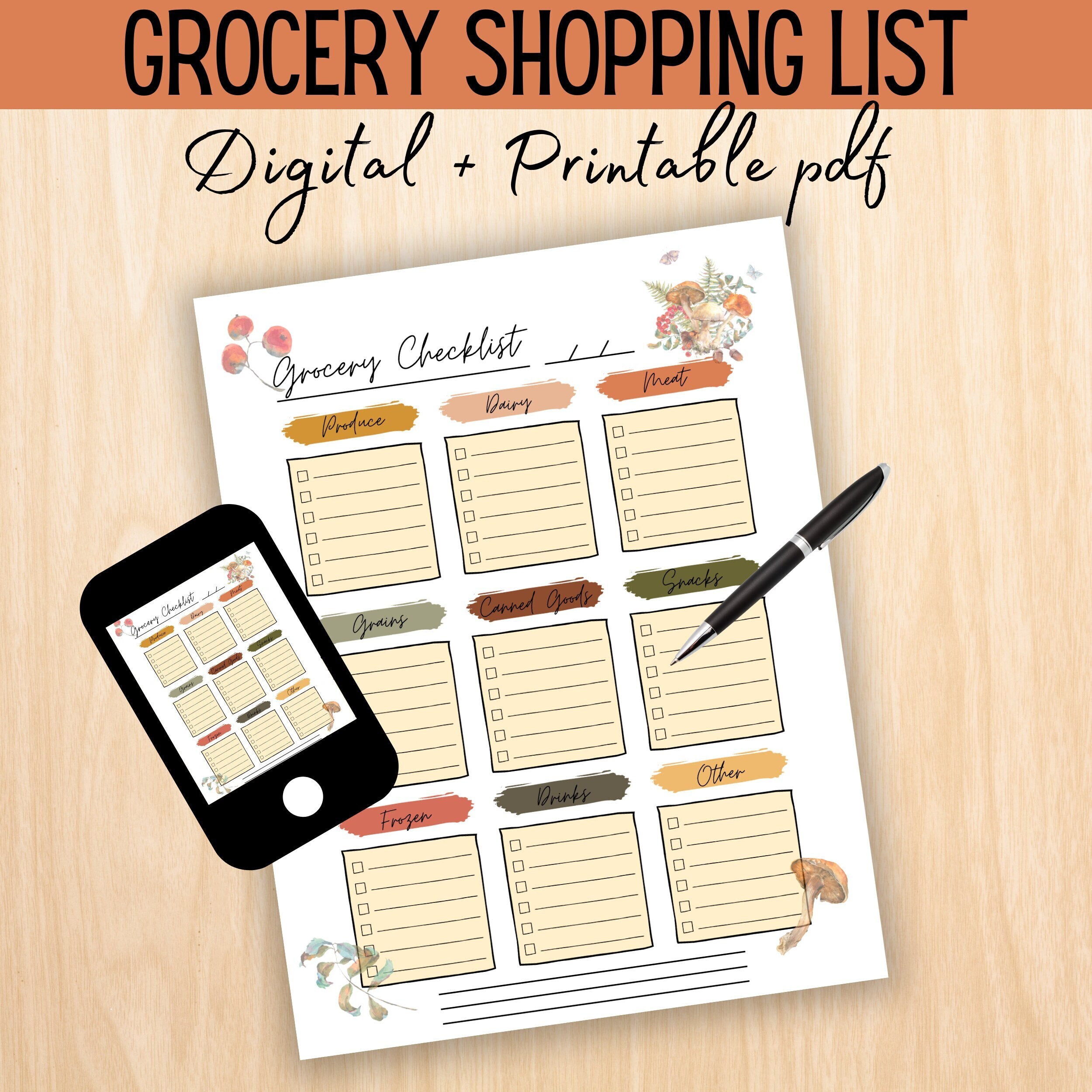 Grocery List Planner Printable Grocery Checklist Grocery - Etsy