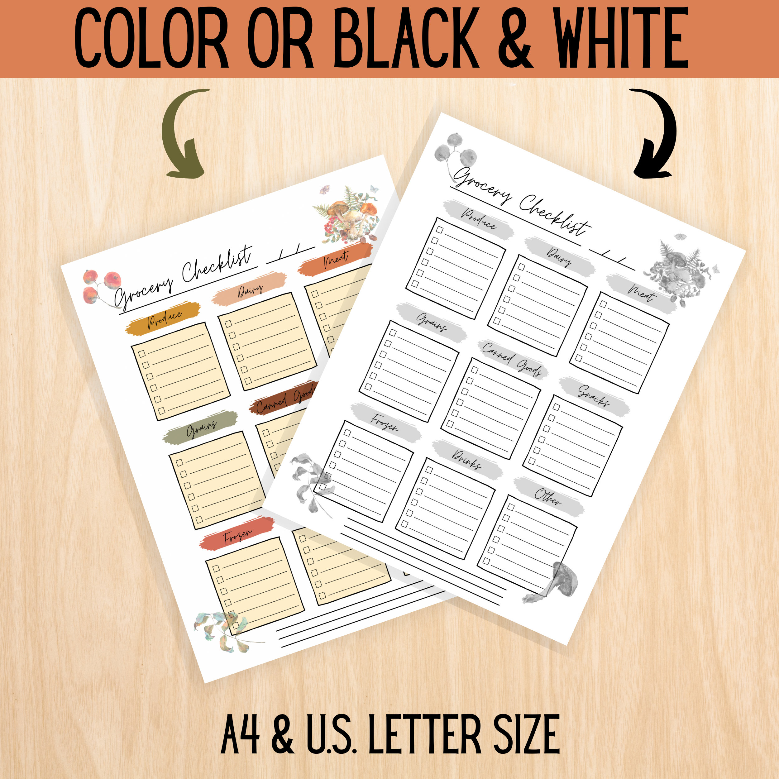 Grocery List Planner Printable Grocery Checklist Grocery - Etsy