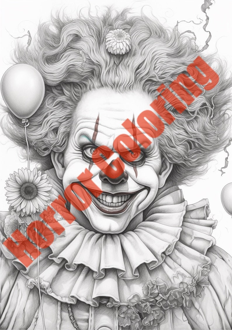 Horror Coloring Book for Adults & Teens - Evil Clowns, Skulls, Zombies ...