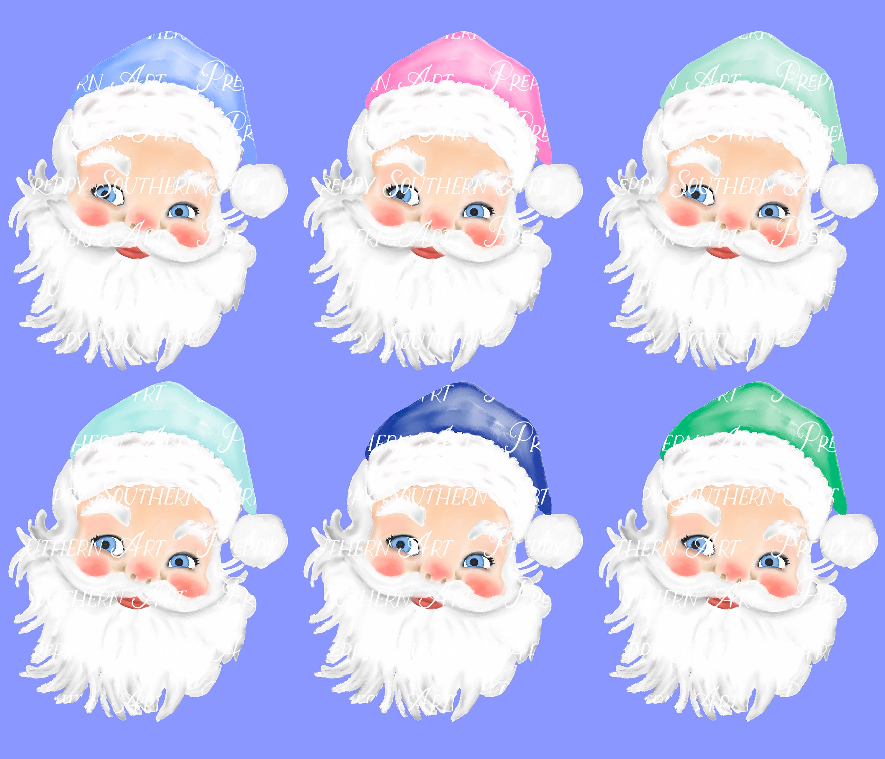 Christmas Santa Clipart, Watercolor Santa Clipart, Pink Santa Clipart ...