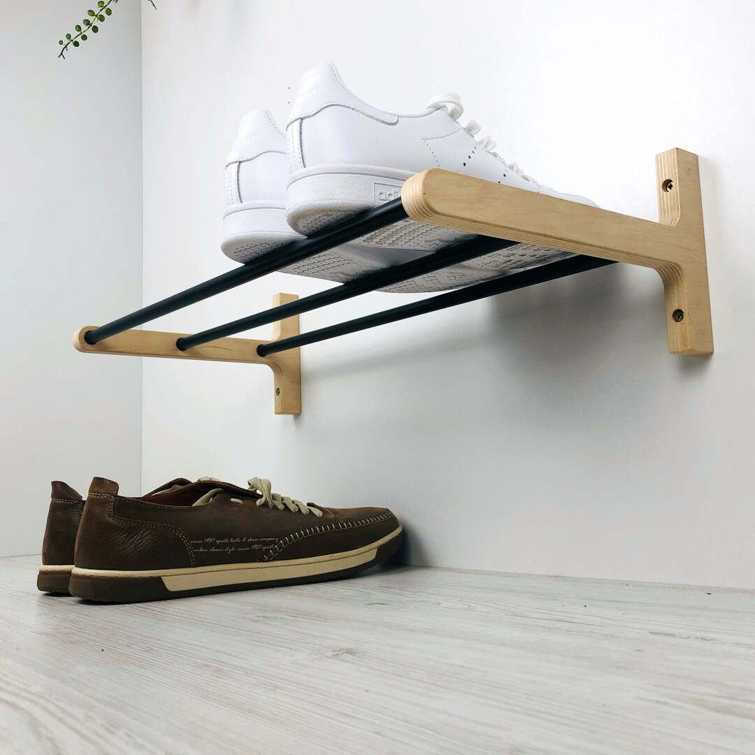 Simple Wooden Shoe Rack for Entryway Modern Shoe Shelf for Wall Space ...