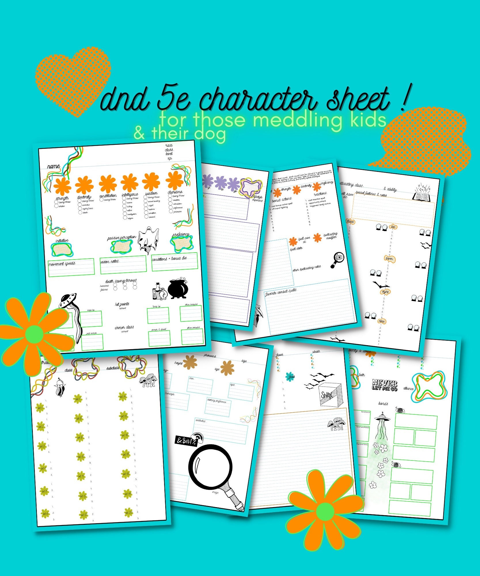 5e Character Sheet Meddling Kids - D&D, PDF, Fillable - Etsy