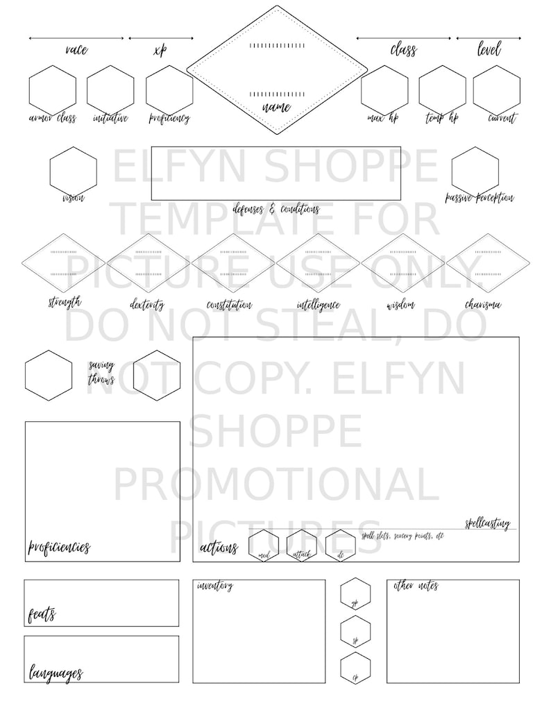 Minimalist NPC 1 Page Character Sheet - Etsy Australia