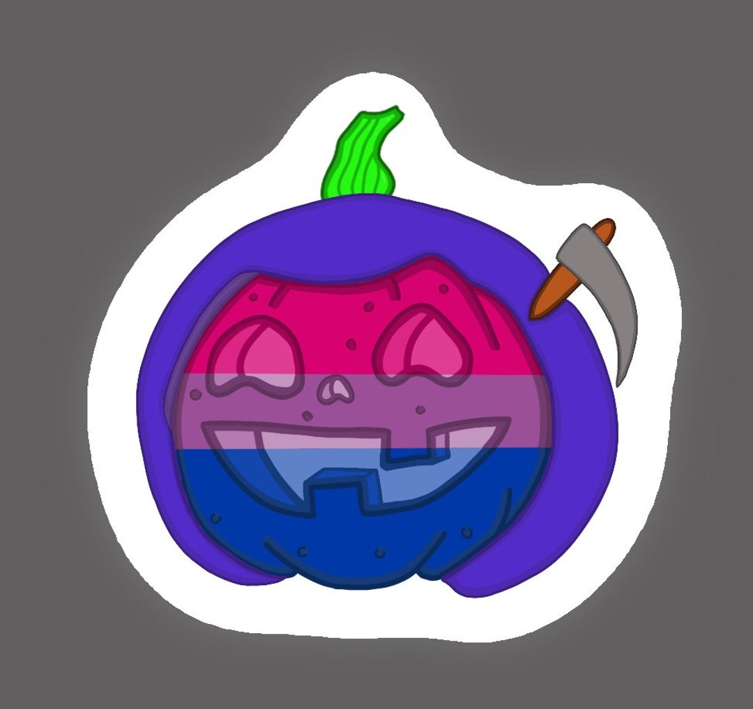 Pride Pumpkin Grimm Reaper Sticker: Bisexual, Gay, Omnisexual ...