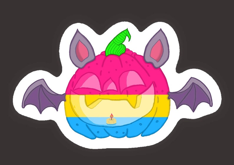 Pride Pumpkin Bat Sticker: Bisexual, Pansexual, Lesbian, Transgender ...