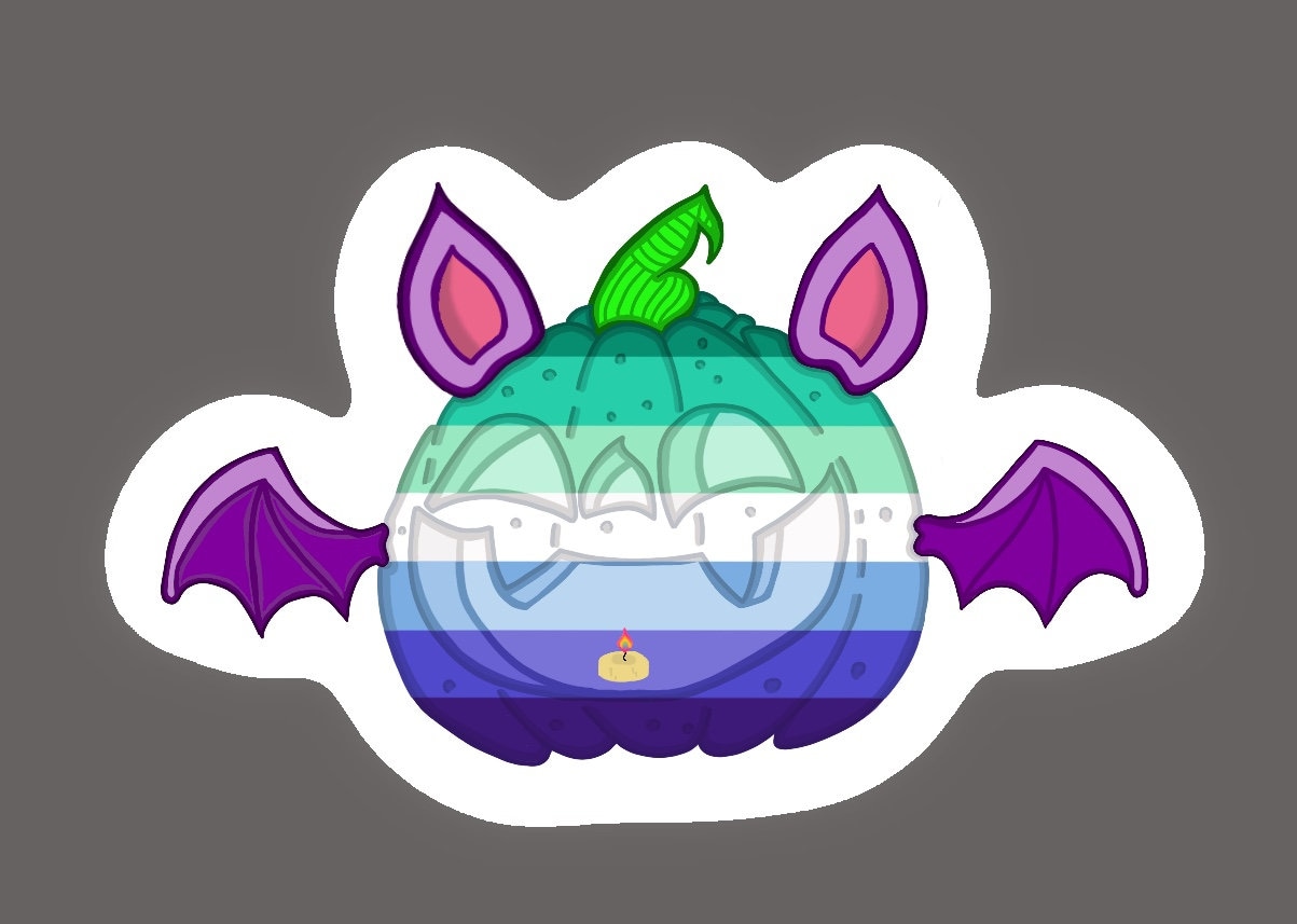 Pride Pumpkin Bat Sticker: Bisexual, Pansexual, Lesbian, Transgender ...
