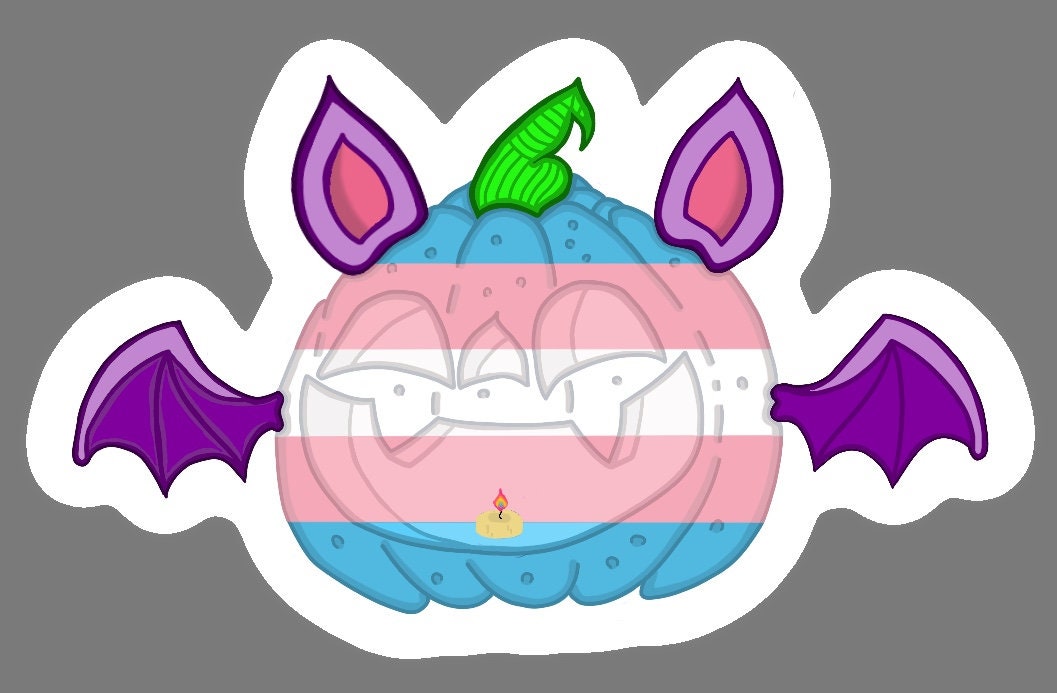 Pride Pumpkin Bat Sticker: Bisexual, Pansexual, Lesbian, Transgender ...