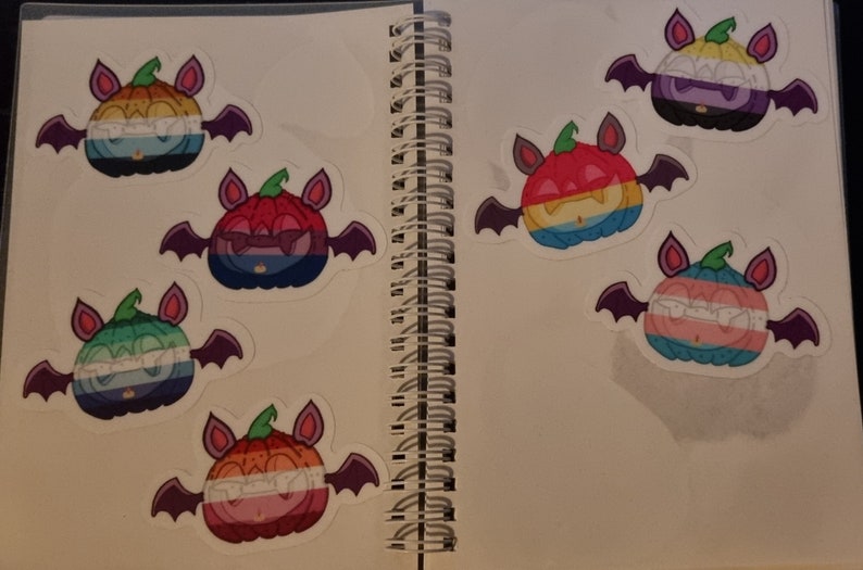 Pride Pumpkin Bat Sticker: Bisexual, Pansexual, Lesbian, Transgender ...