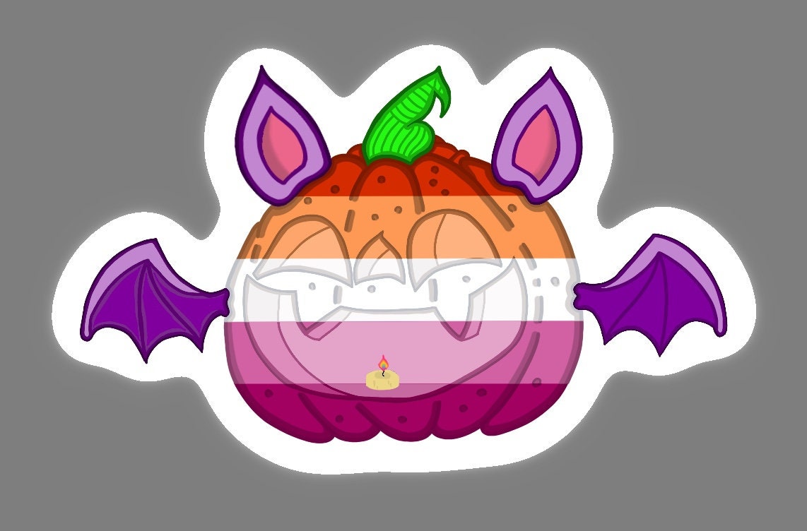 Pride Pumpkin Bat Sticker: Bisexual, Pansexual, Lesbian, Transgender ...
