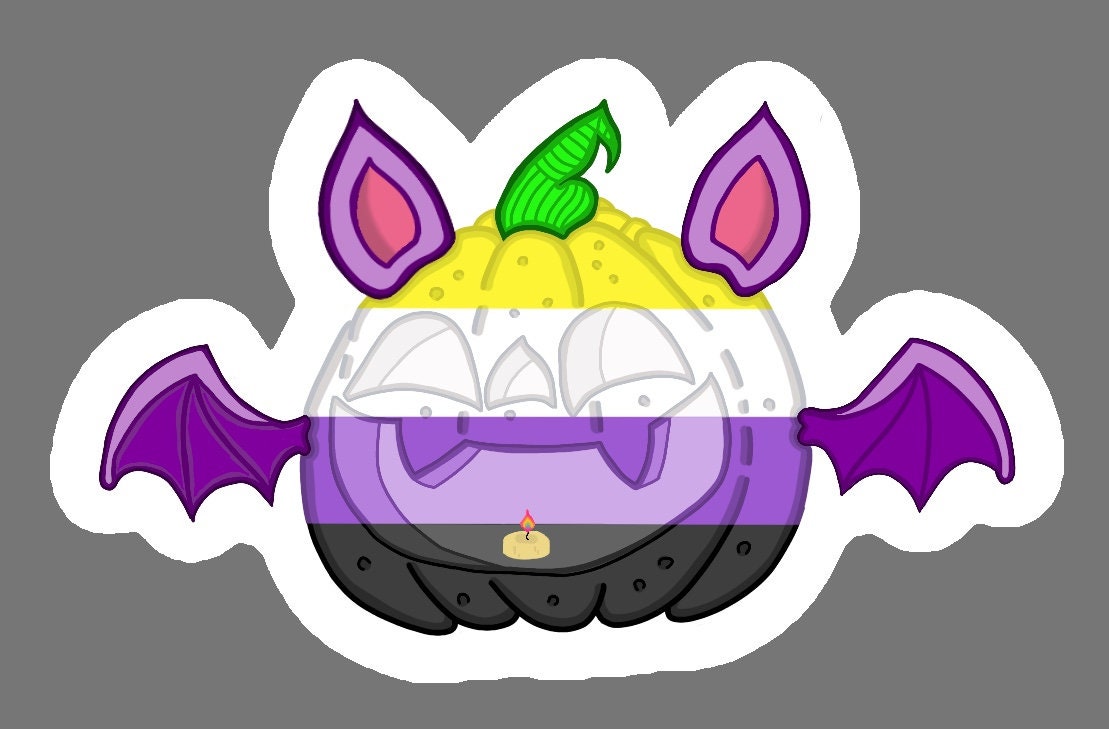 Pride Pumpkin Bat Sticker: Bisexual, Pansexual, Lesbian, Transgender ...