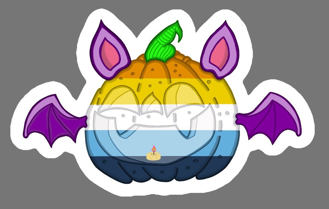 Pride Pumpkin Bat Sticker: Bisexual, Pansexual, Lesbian, Transgender ...