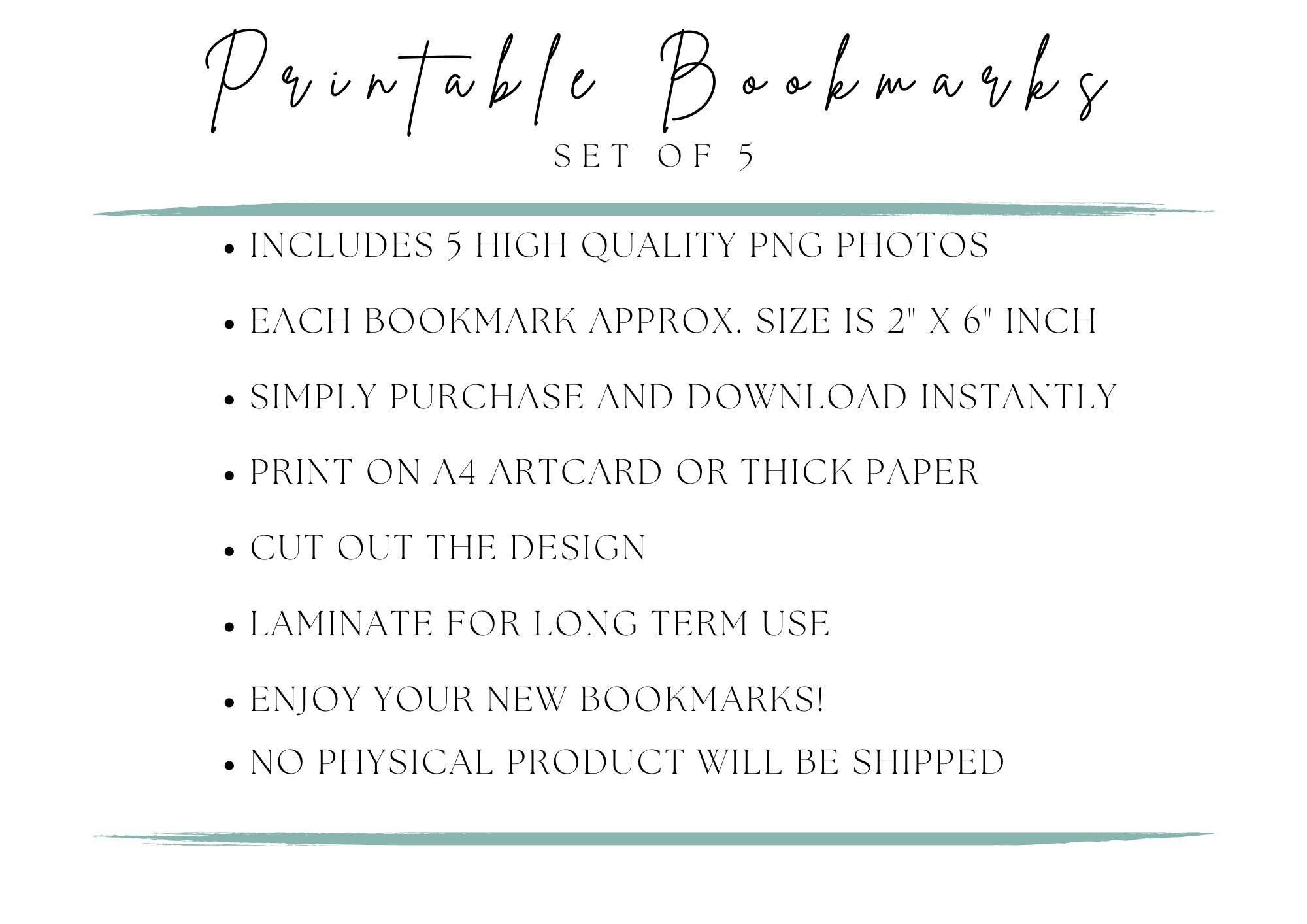 Printable Bookmark Set, Digital Bookmark Bundle, Modern Boho Bookmark ...