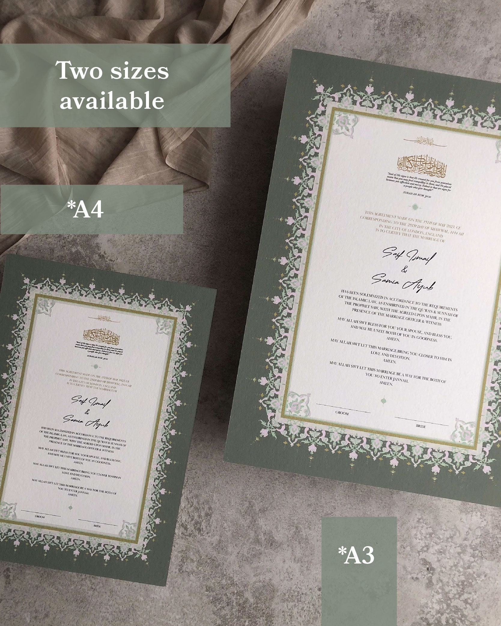 Luxury Nikah Certificate Bespoke Nikkah Certificates Islamic Wedding ...