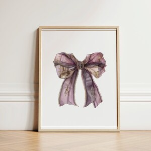 Elegant Watercolor Purple Bow Digital Print, Chic Bow Drawing ...