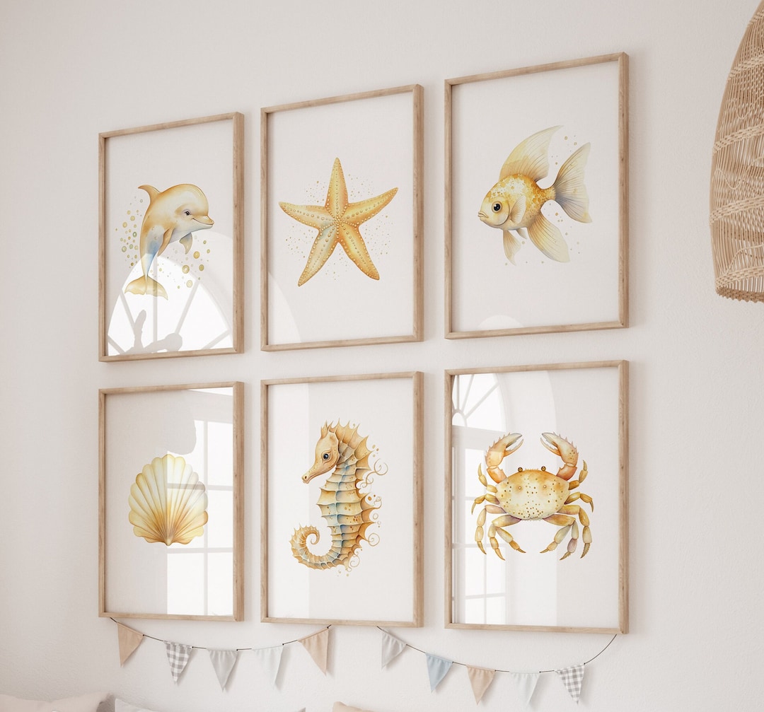 Ocean Nursery Prints Set: Watercolor Sea Creatures Art (digital Download) - Etsy