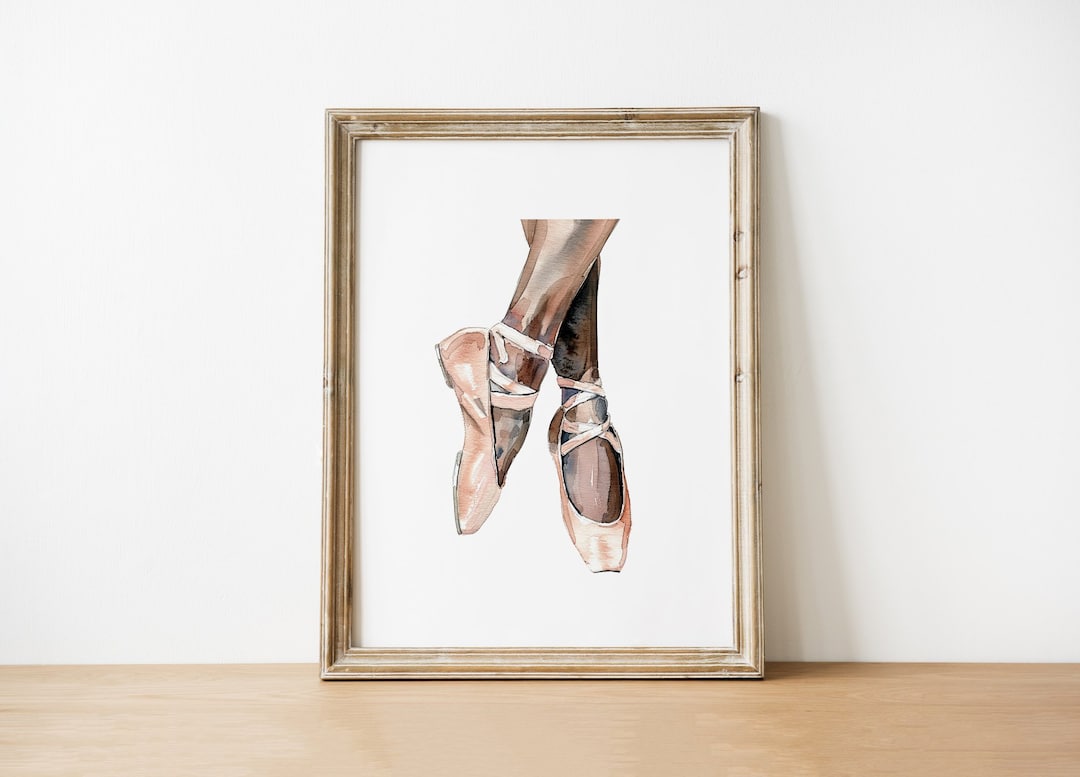 Watercolor Ballet Shoes Digital Print, Ballerina Pointe Shoes Wall Art ...