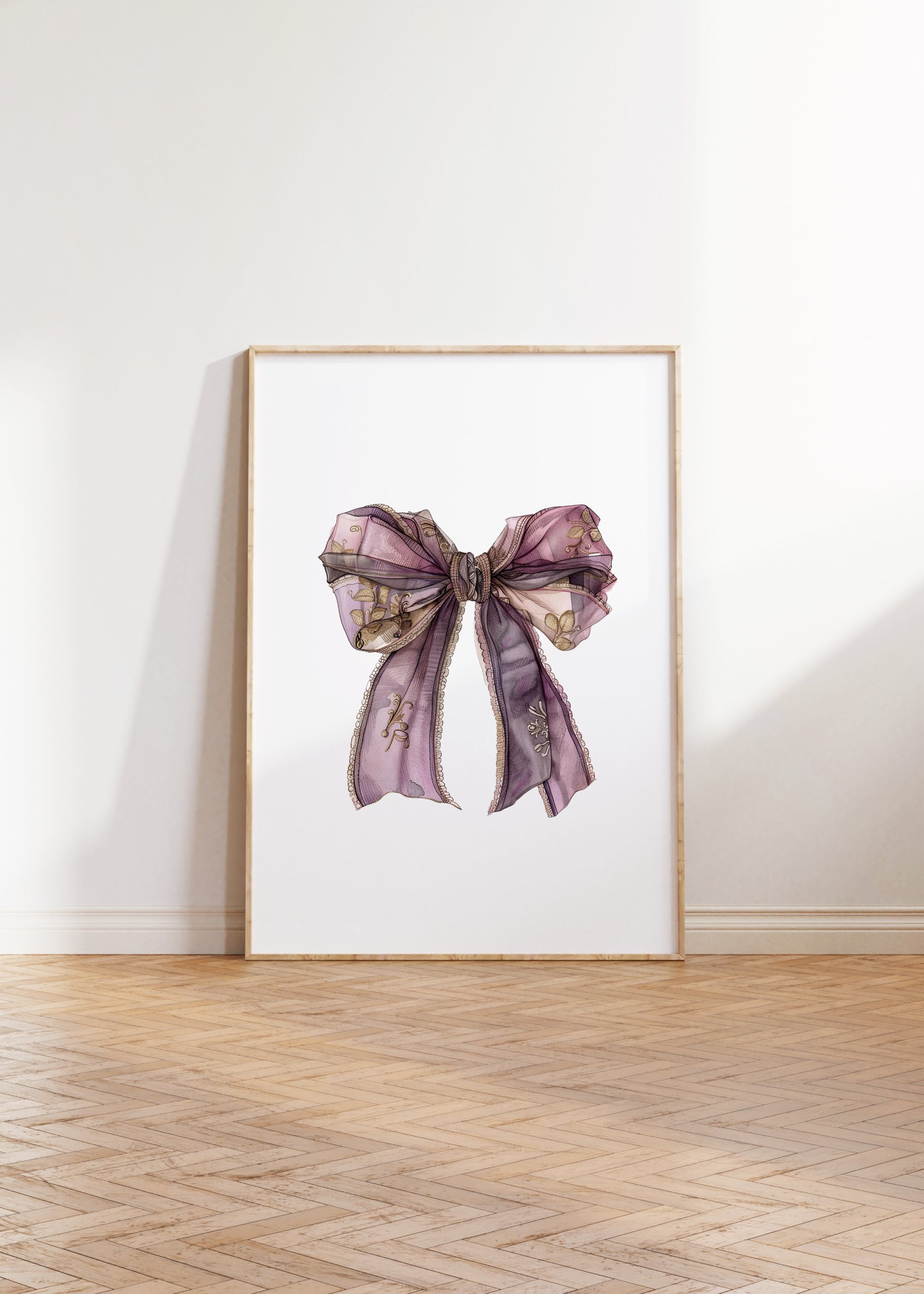Elegant Watercolor Purple Bow Digital Print, Chic Bow Drawing ...