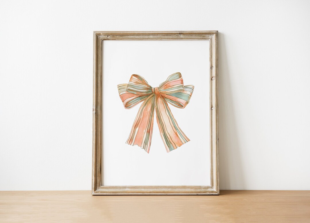Vintage Bow Illustration Printable Art, Boho Chic Decor, Digital ...