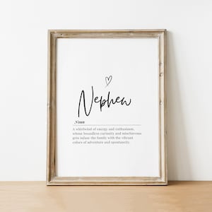 Nephew Definition Print, Family Love Quote Wall Art, Modern Minimalist ...