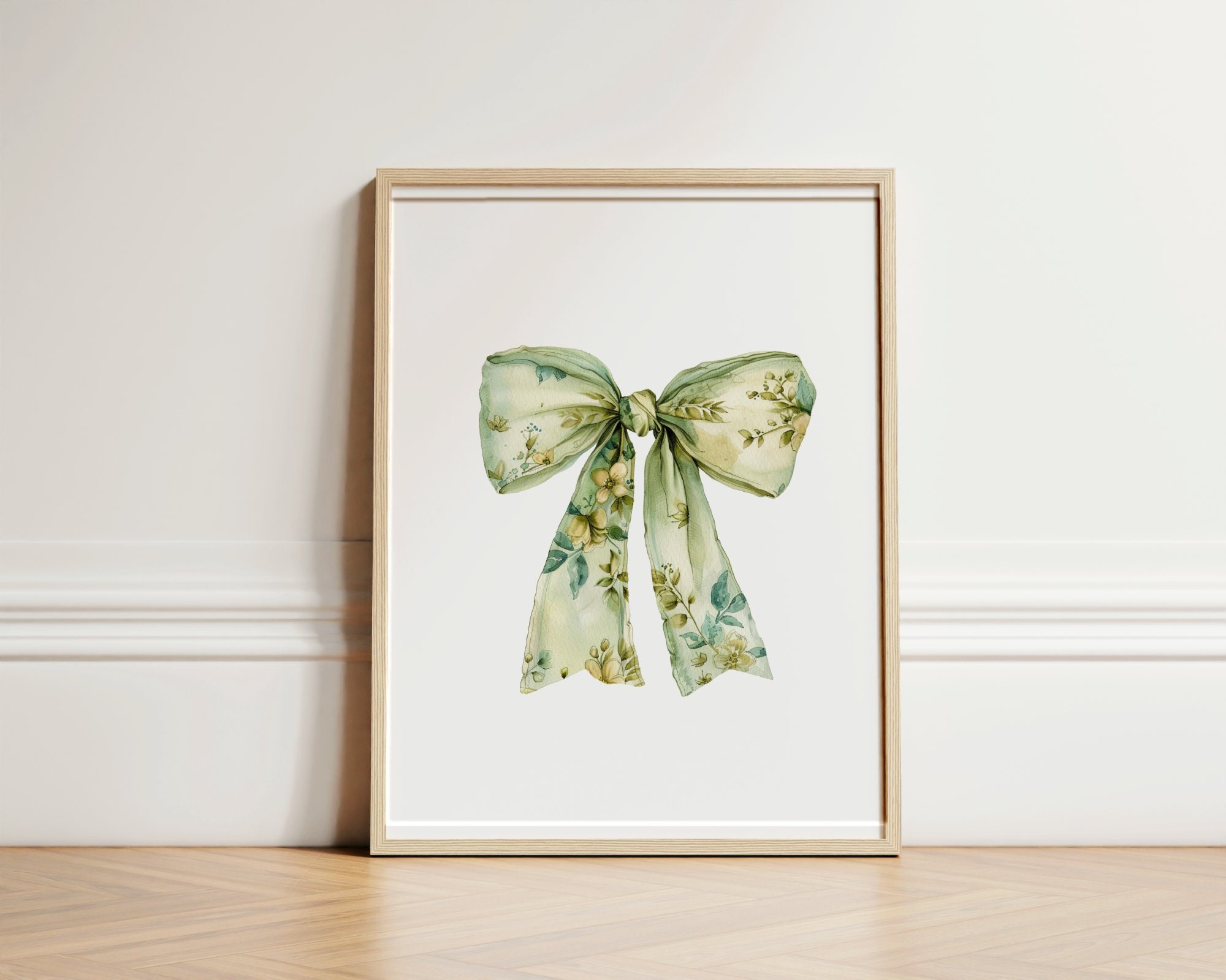 Vintage Botanical Bow Print, Printable Wall Art, Floral Bow Poster ...