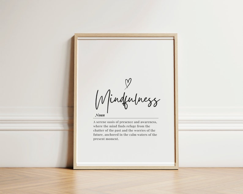 Mindfulness Quote Print: Black and White Script Artwork (digital ...