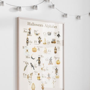 Halloween Alphabet Poster Watercolor Illustrations Fall Decor ...