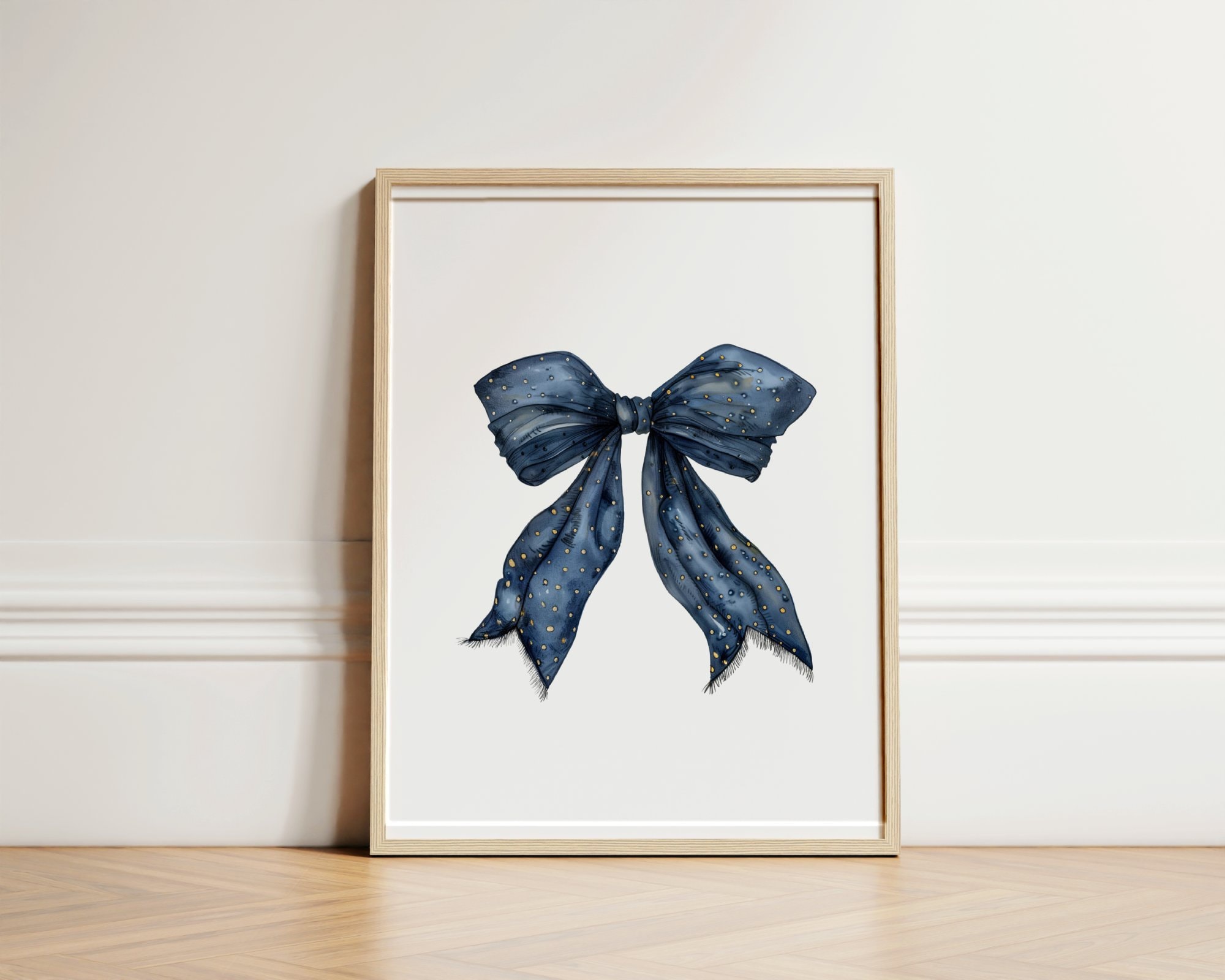 Navy Blue Bow Watercolor Print: Elegant Fashion Art (digital Download ...