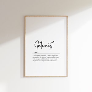 Internist Definition Print, Medical Office Decor, Doctor Wall Art ...