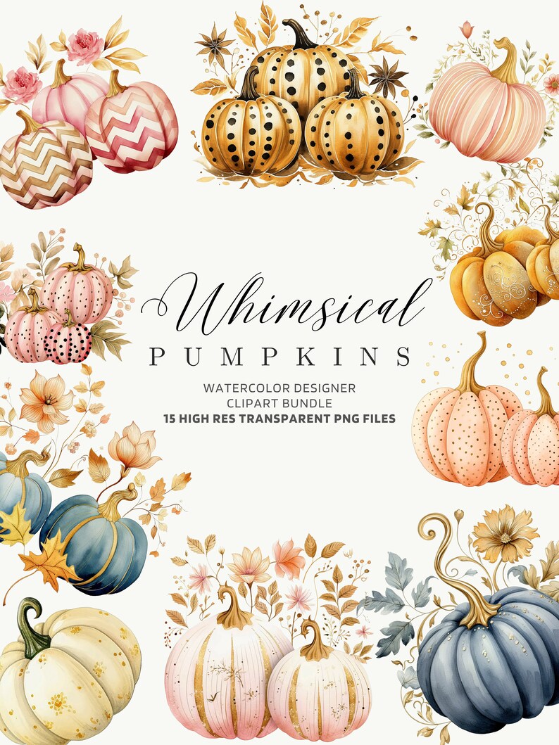 Pastel Pumpkin Clipart Whimsical Halloween Pastels Gold Pink Halloween ...