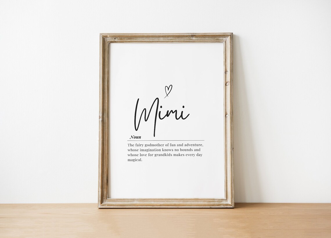 Personalized Mimi Definition Print, Customizable Grandmother Gift ...