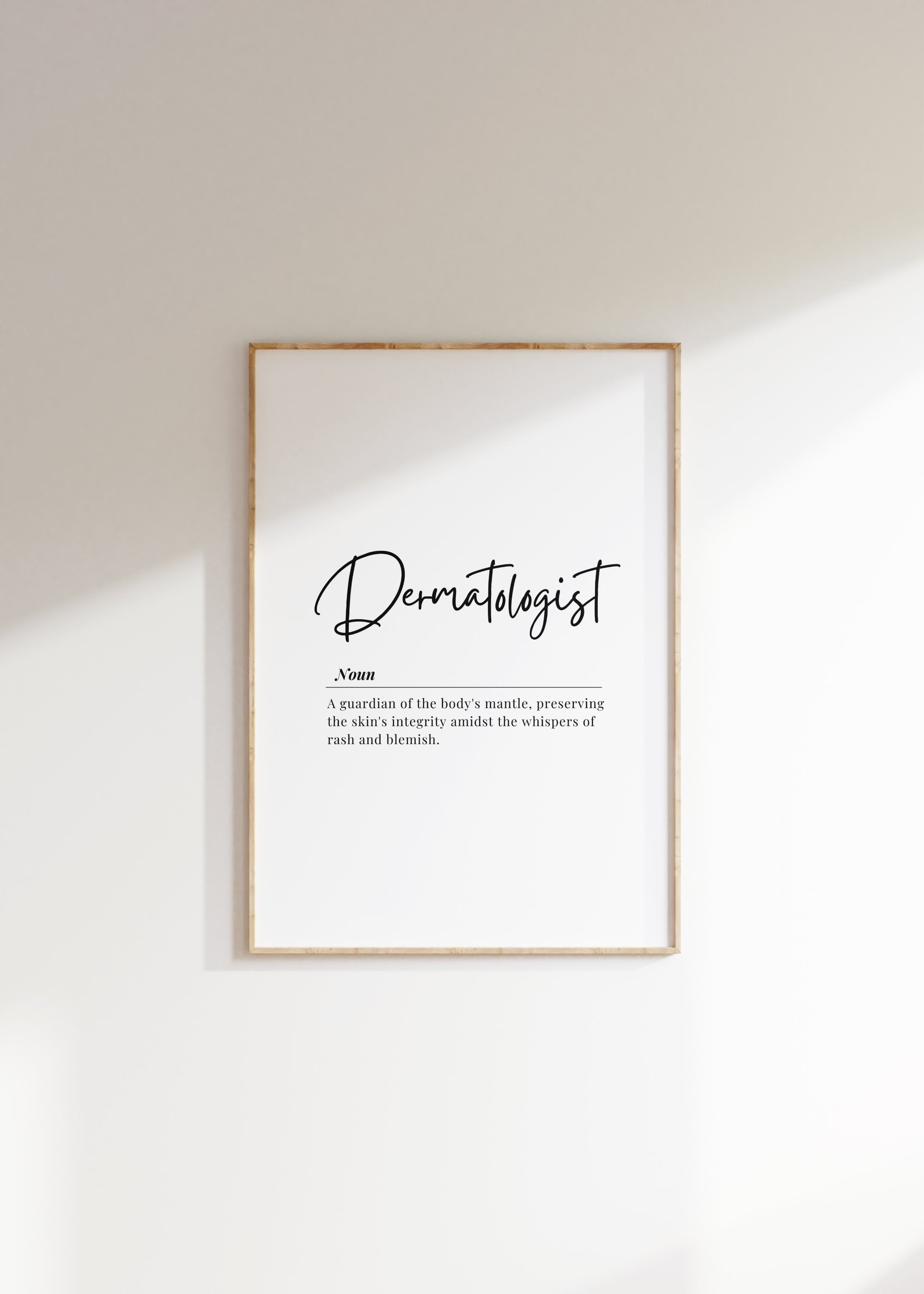 Dermatologist Definition Printable, Modern Office Wall Decor, Doctor's ...