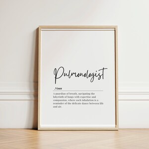 Pulmonologist Digital Download Definition Poster Gift Wall Art National ...