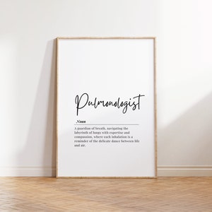 Pulmonologist Digital Download Definition Poster Gift Wall Art National ...
