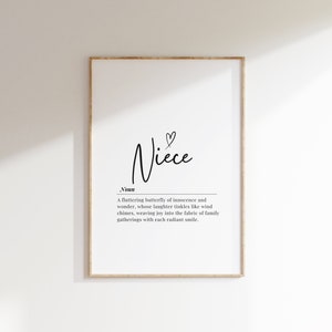 Printable Niece Definition Quote, Minimalist Typography Wall Art ...