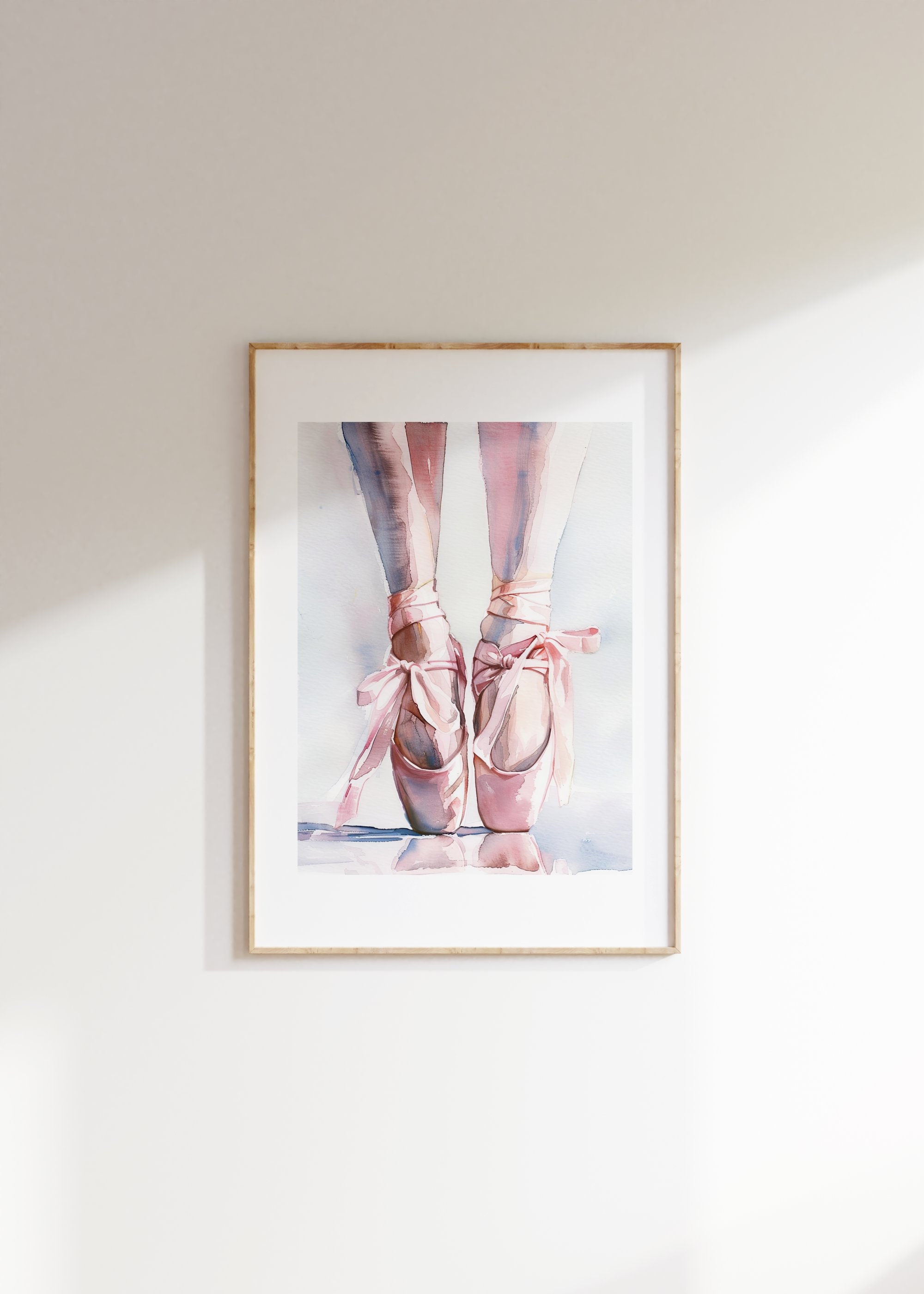 Ballet Pointe Shoes Watercolor Art Print, Ballerina Feet Painting ...