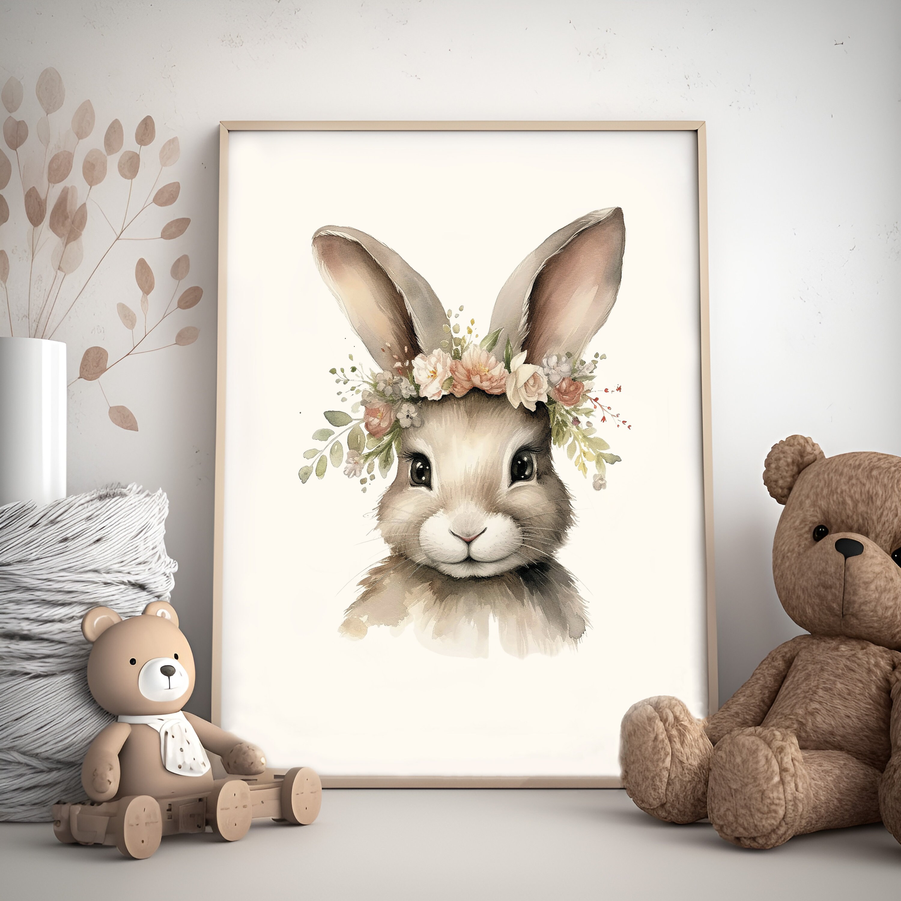 Rustic Bunny Farm Animal Watercolor Print - Instant Download - Etsy