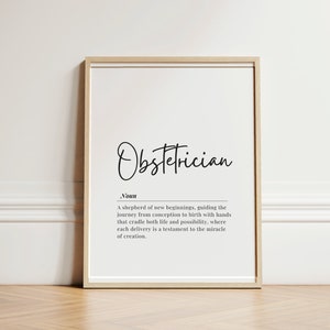 Obstetrician Digital Download Definition Poster Gift Wall Art National ...