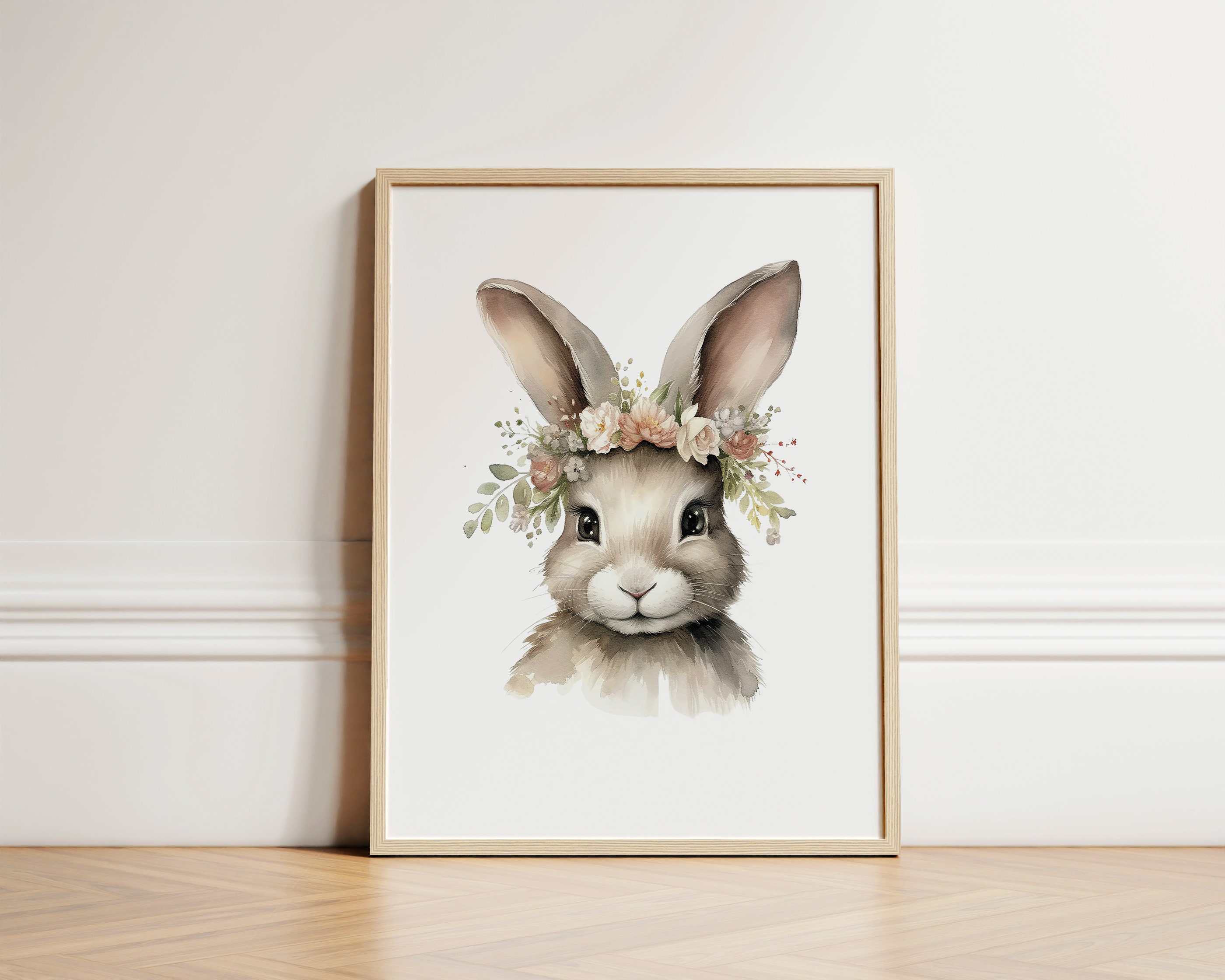 Rustic Bunny Farm Animal Watercolor Print - Instant Download - Etsy