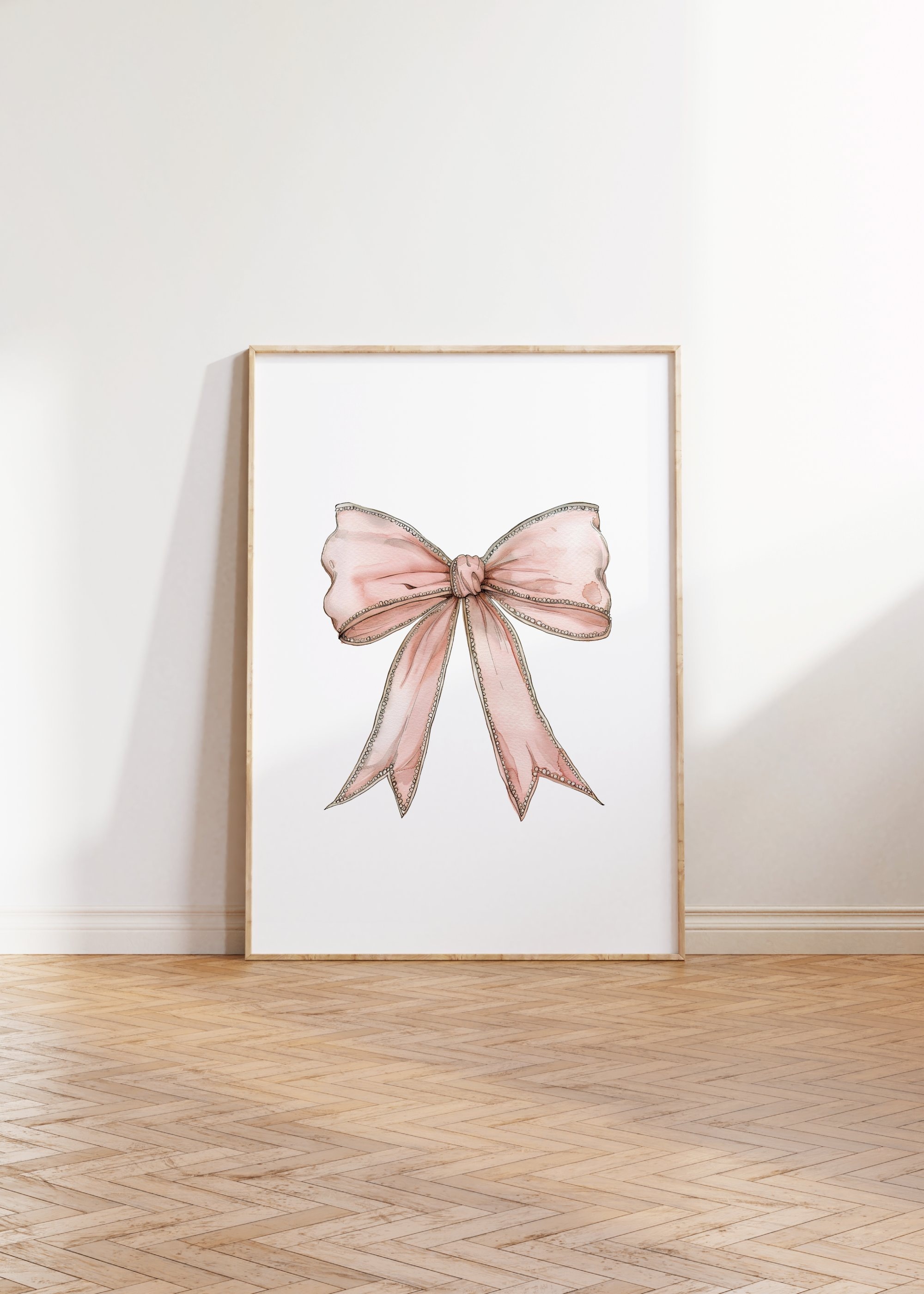 Elegant Pink Bow Art Print, Digital Download Wall Decor, Vintage ...