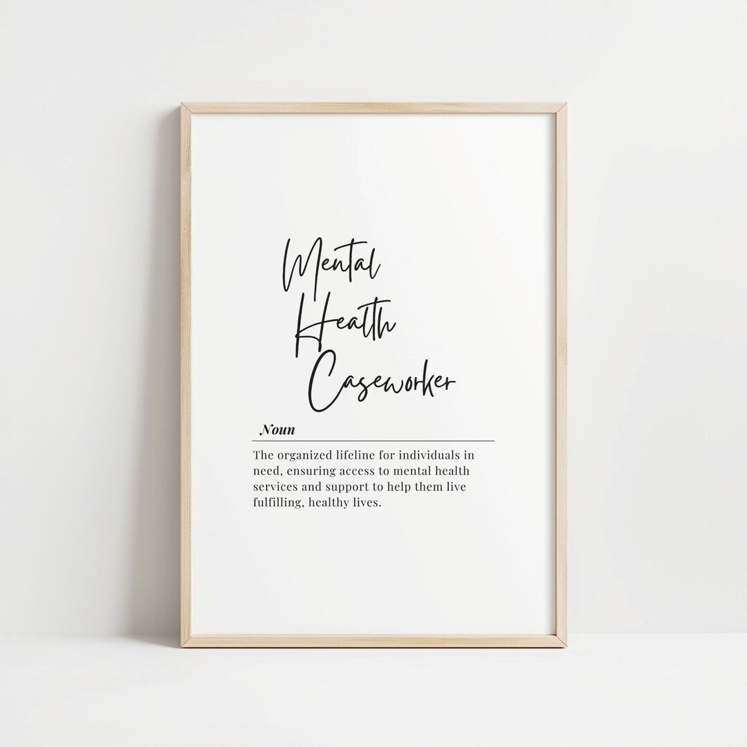 Mental Health Caseworker Definition Print: Minimalist Office Decor ...