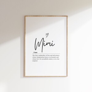 Personalized Mimi Definition Print, Customizable Grandmother Gift ...