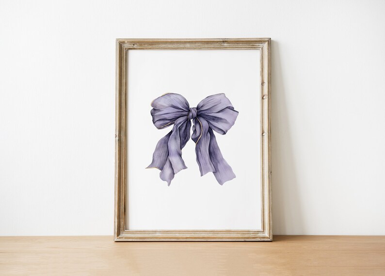 Elegant Purple Bow Digital Print, Printable Wall Art, Minimalist Bow ...