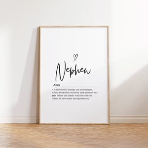 Nephew Definition Print, Family Love Quote Wall Art, Modern Minimalist ...