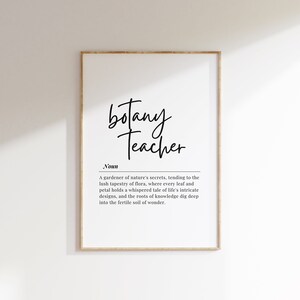 Botany Teacher Gift, Botany Teacher Definition Print, Botany Teacher ...
