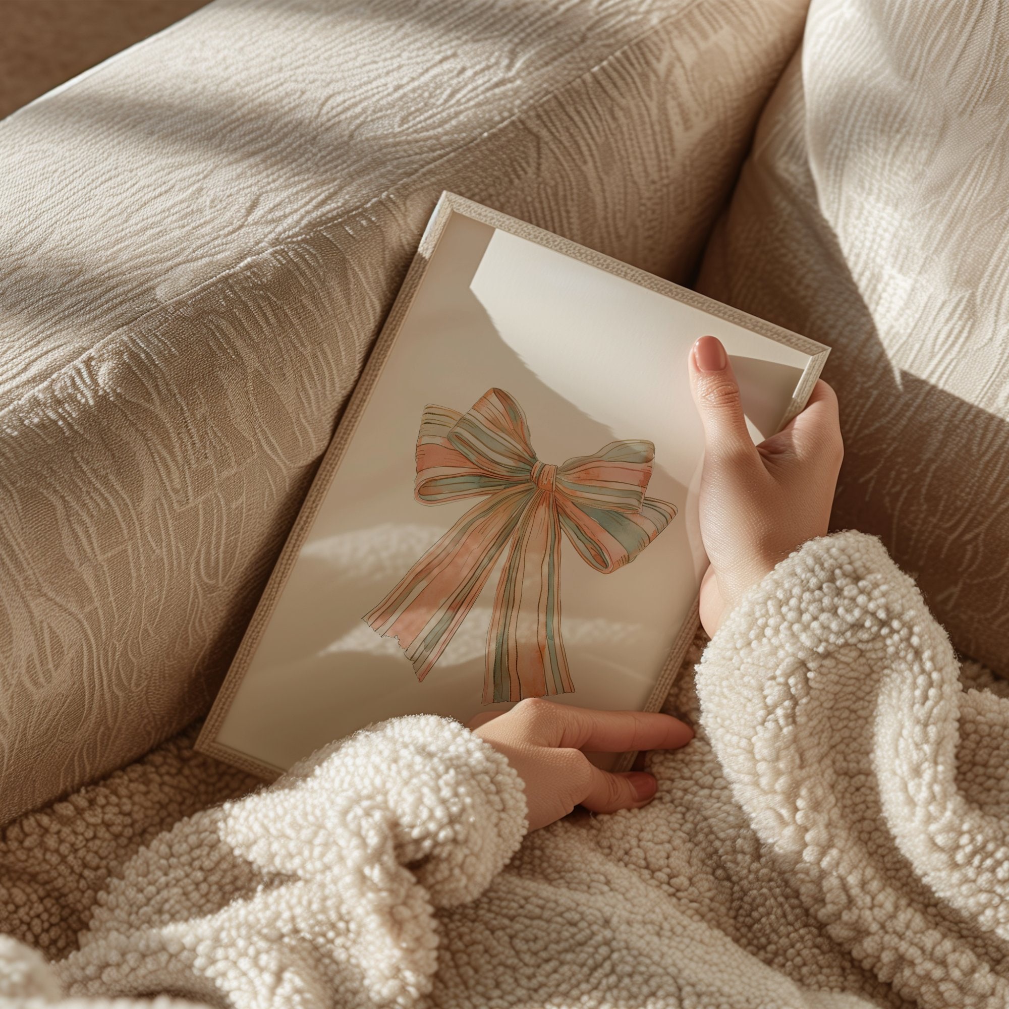 Vintage Bow Illustration Printable Art, Boho Chic Decor, Digital ...