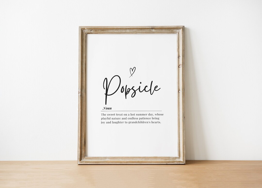 Printable Popsicle Definition Wall Art, Modern Kitchen Decor, Summer ...