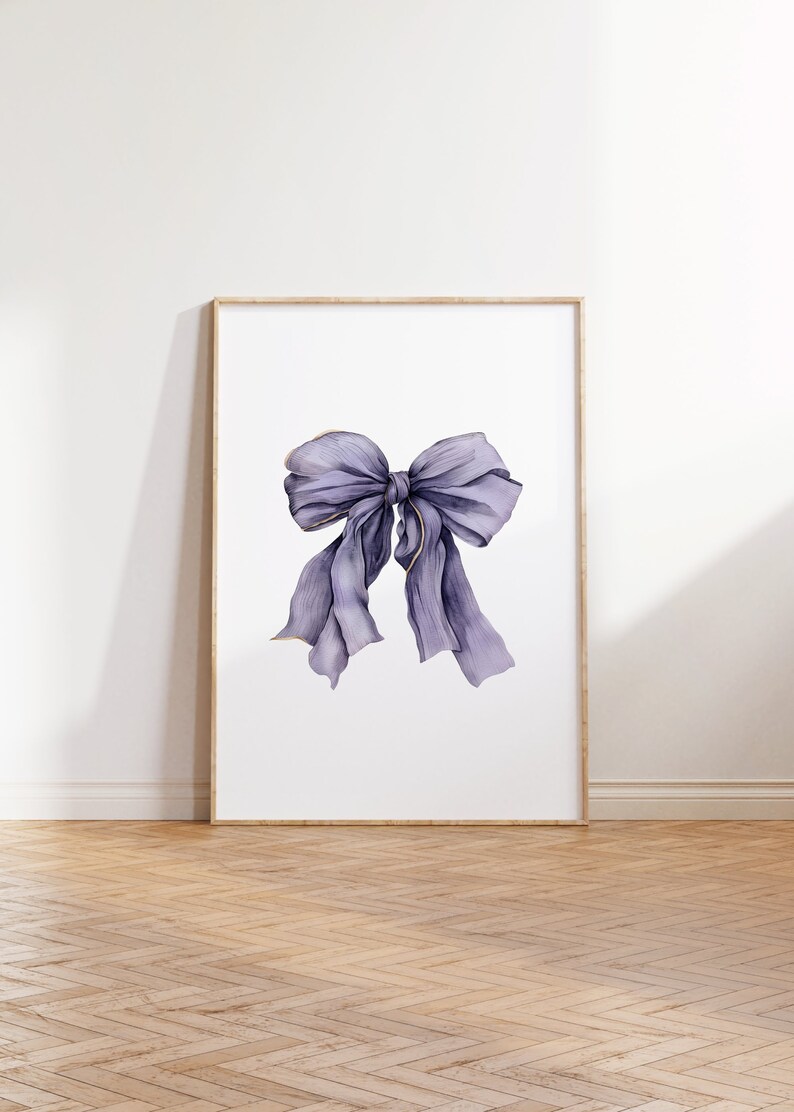 Elegant Purple Bow Digital Print, Printable Wall Art, Minimalist Bow ...