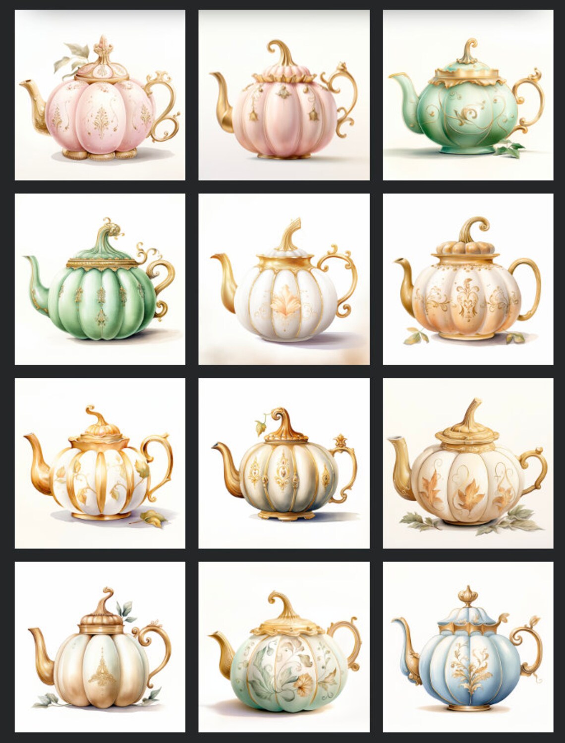 Pastel Halloween Pumpkin Teapot Clipart Bundle (PNG) - Etsy